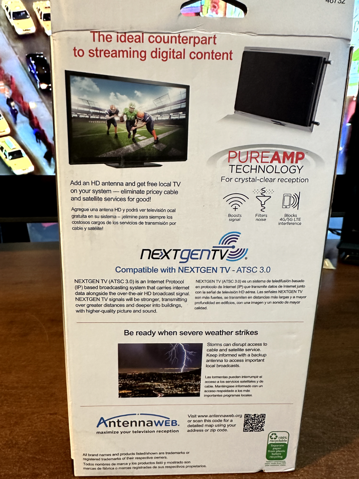 GE Indoor Pro Crystal HD Amplified Antenna 4k Ultra Full HD 1080P Free ...