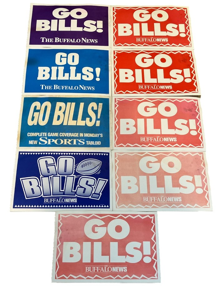 Buffalo Bills 17”x11” RARE Retro 1990s Double Sided Game day Signs NFL ...