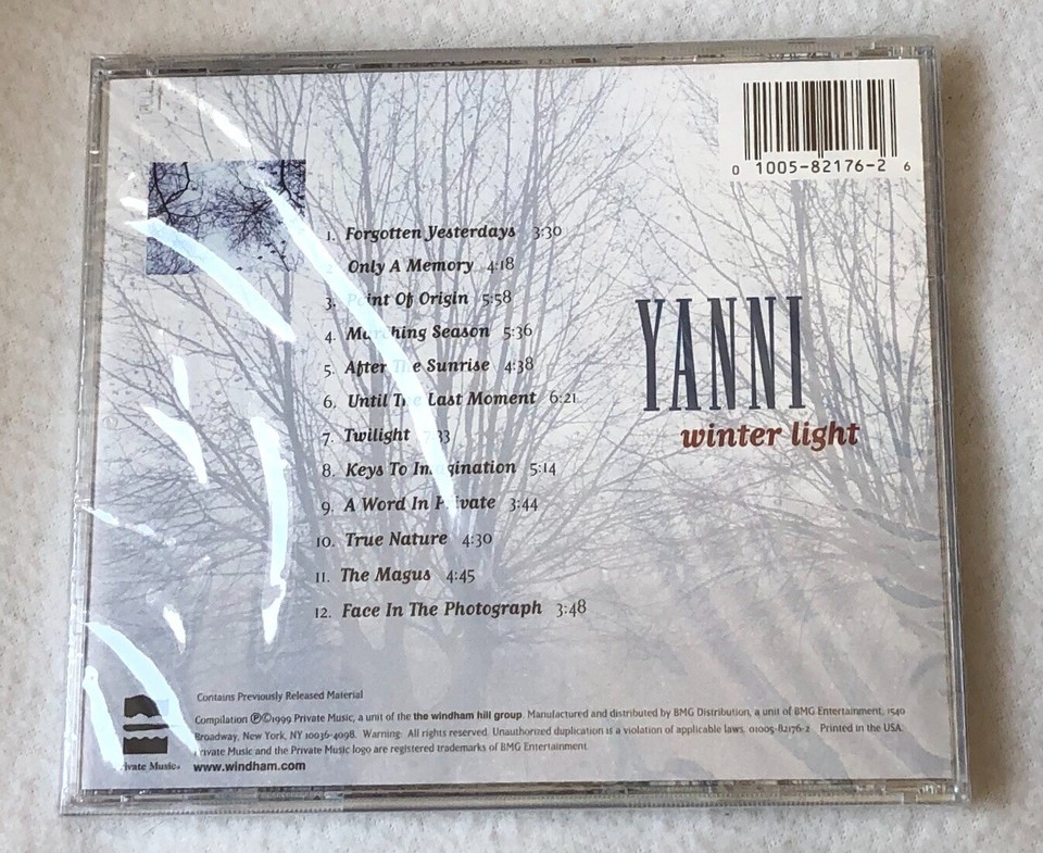 Winter Light by Yanni CD 2003 Windham Hill Record Until the Last Moment ...
