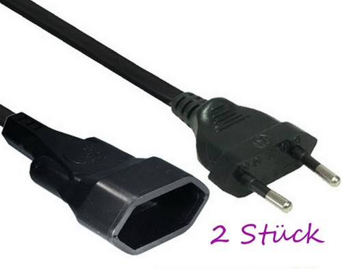2 STÜCK 3m Euro Kabel Verlängerung SCHWARZ Verlängerungskabel ...