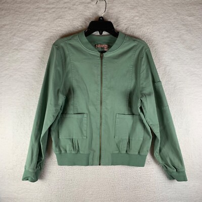 Fresh Produce Women's Full Zip Cotton Blend Green Priya Bomber Style ...
