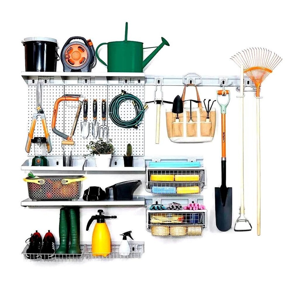 Haus 59 Piece Quick Release Snap Rail Garage Organization System Kit ...