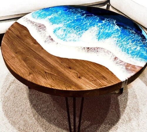 Round Epoxy Resin Table Tops Handmade Made To Order Live edge Wood ...