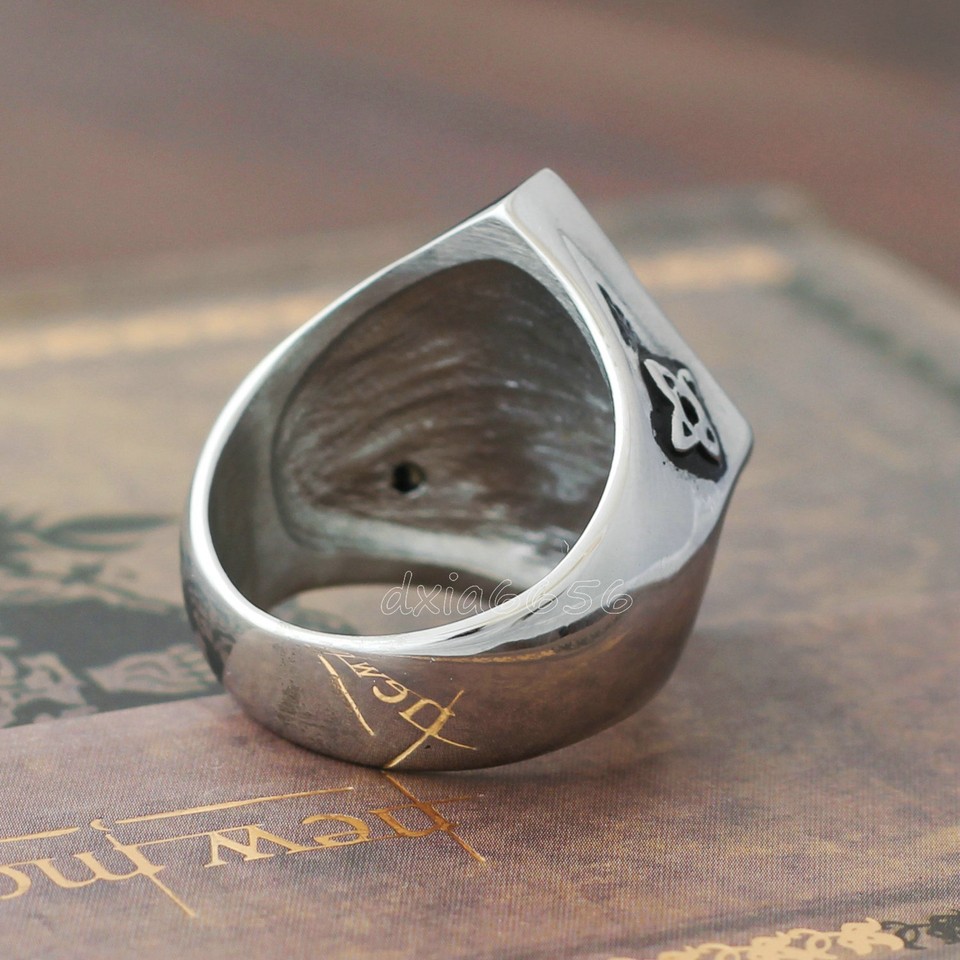 Men 1%er Outlaw Biker One Percenter Ring Black Silver Stainless Steel ...