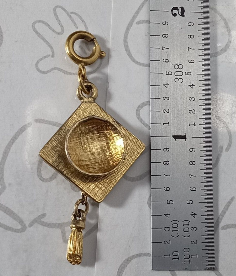 Monet Graduation Day Cap Hat with Dangling Tassel Charm Gold Tone ...