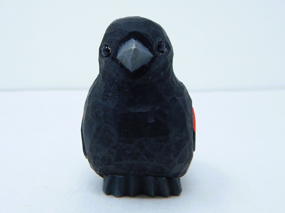 Red Winged Blackbird Figurine Handmade Mini Bird Statue Carve Decor ...