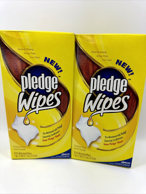 2 Packs Vintage Pledge Wood Wipes 18 Pre-Moistened Lemon Scented Wipes ...