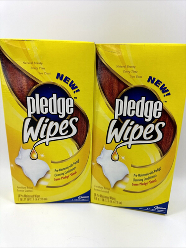 2 Packs Vintage Pledge Wood Wipes 18 Pre-Moistened Lemon Scented Wipes ...