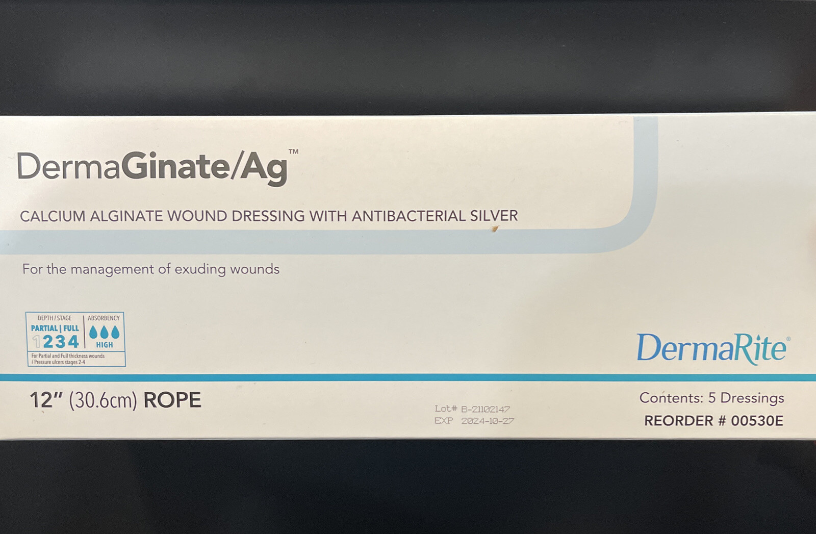 DermaRite DermaGinate/Ag Calcium Alginate Dressing Antibacterial Silver ...