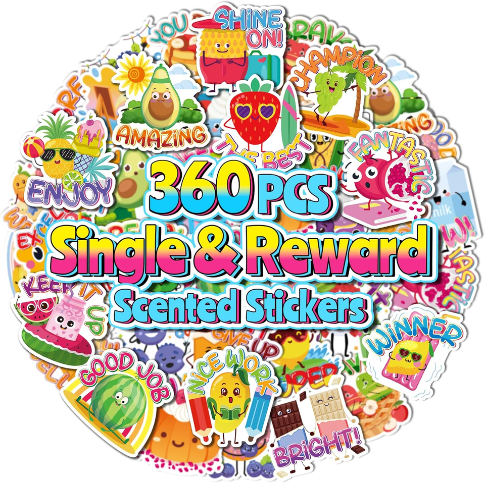 360PCS Scratch and Sniff Stickers, Large Scented Stickers for Kids ...