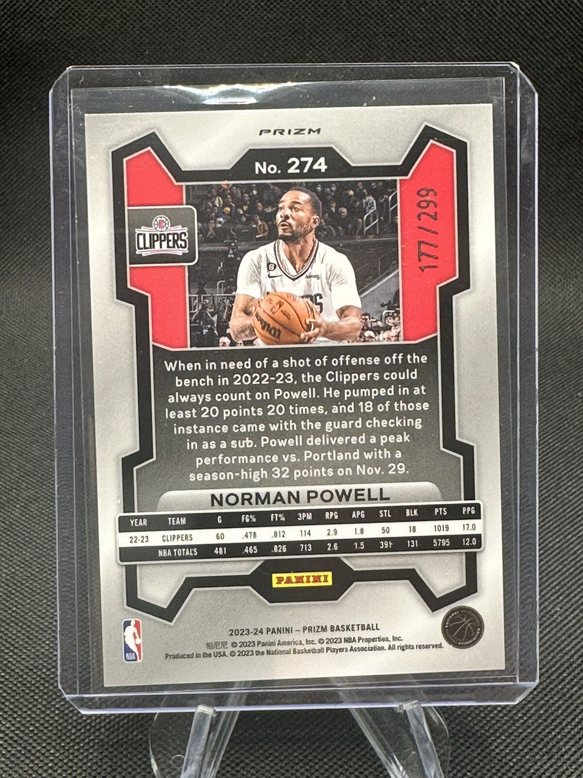 2023-24 Panini Prizm - Red Prizm #274 Norman Powell /299 for sale ...