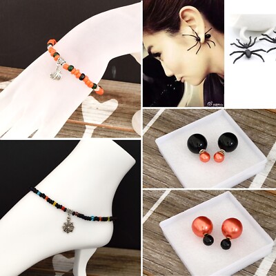 Halloween Jewelry Set, Earrings, Charm Bracelet, Anklet | eBay