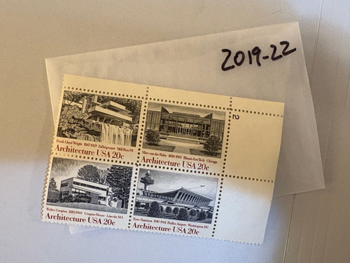 U. S. Stamp plate block - 2019 - 22 - American Architecture - comb ...