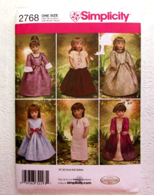 NEW Simplicity Pattern #2768 - 18" Doll Clothes American Girl Doll ...