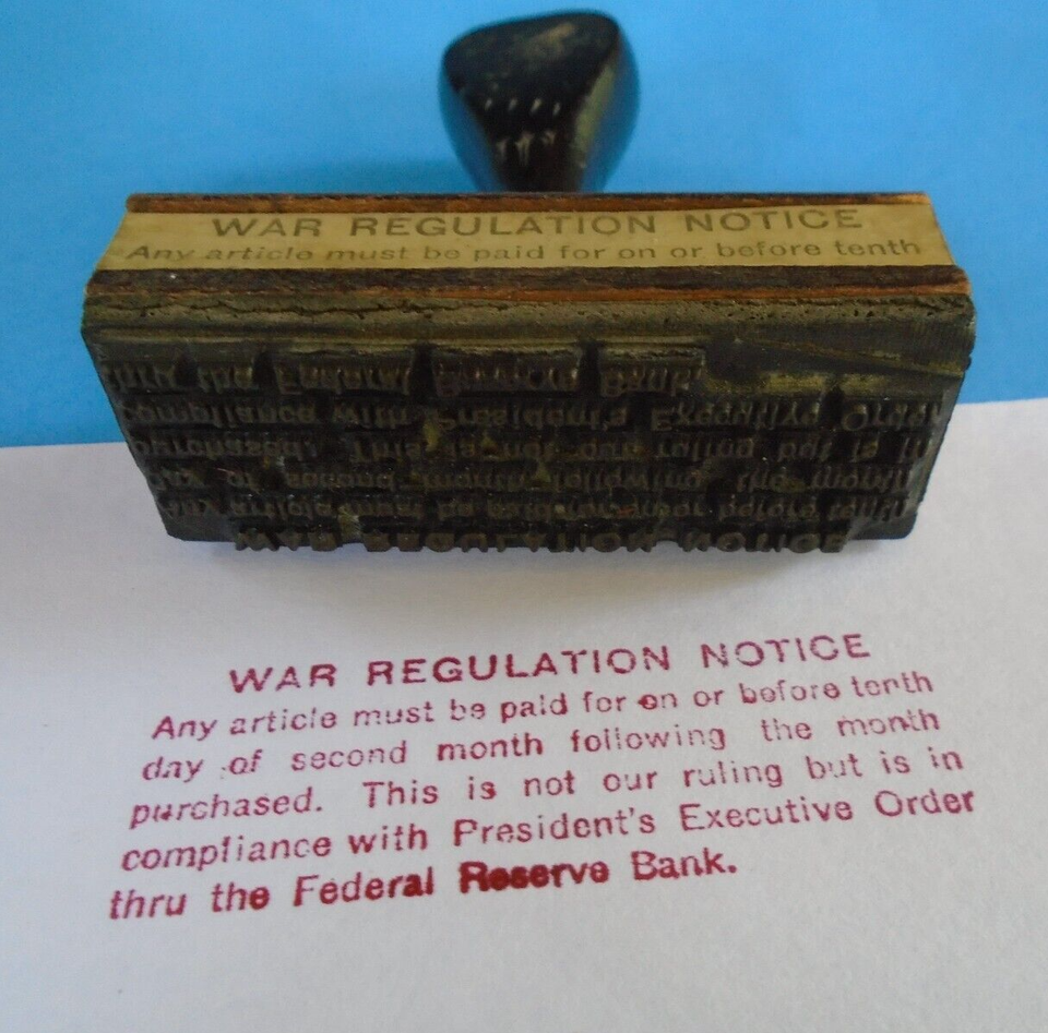 WWII rubber stamp, WAR REGULATION NOTICE | eBay