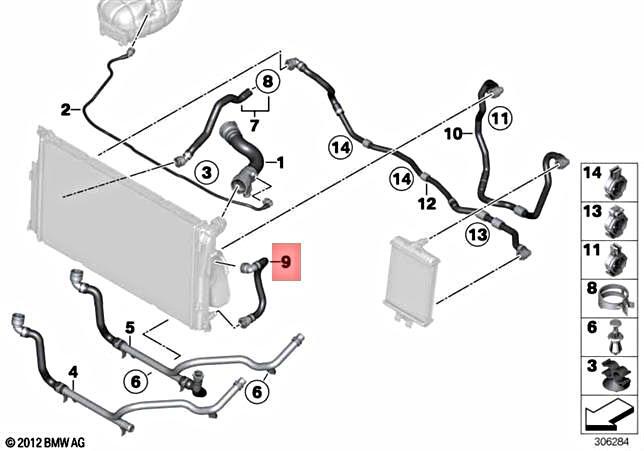 Genuine BMW F20 F20N F21 F21N F23 F30 Radiator Coolant Hose OEM ...