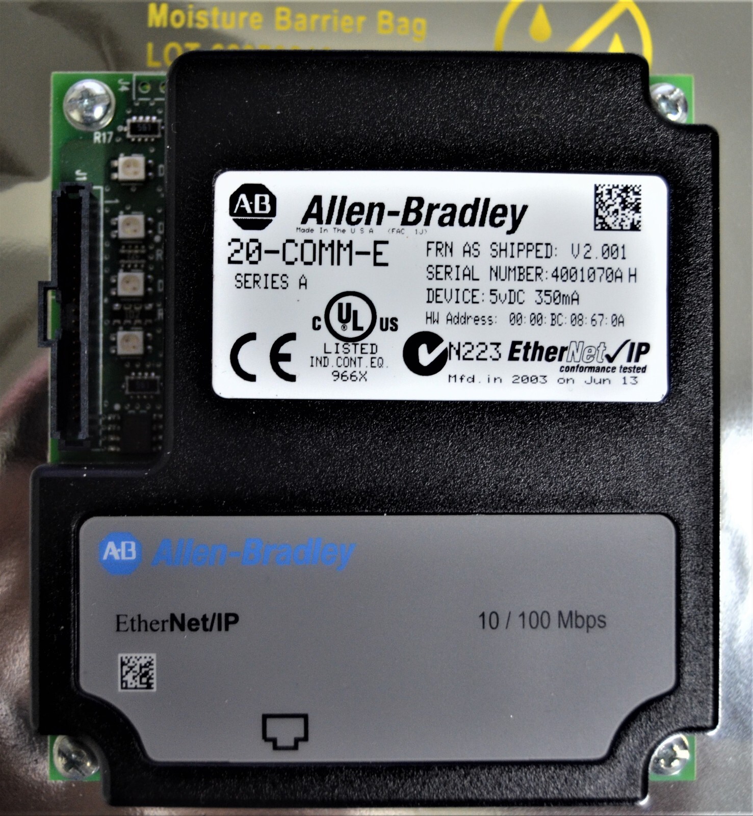 Allen-Bradley 20-COMM-E Powerflex Ethernet Module 20-COMM-E/A Series A ...
