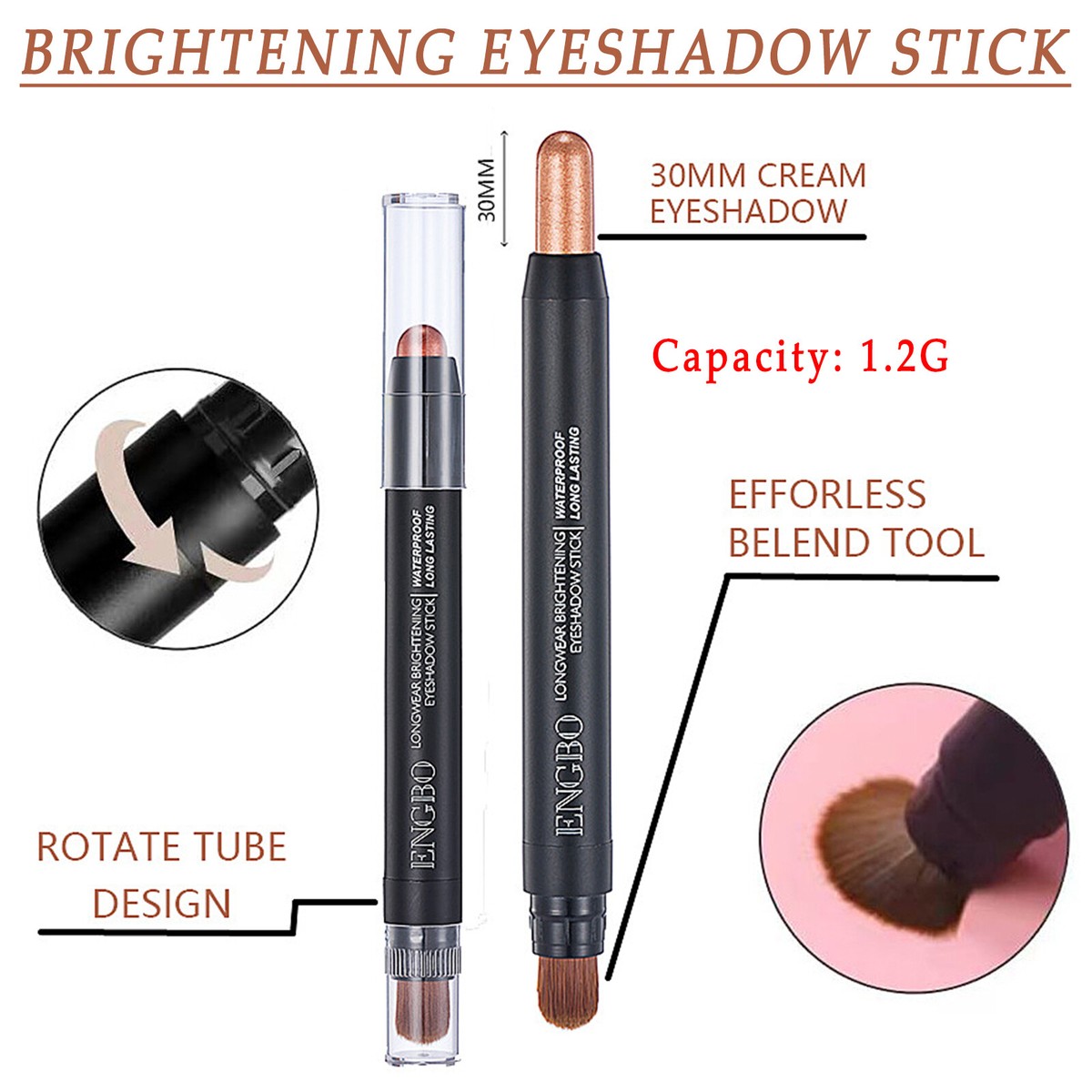 6pcs Metallic outlet Eyeshadow Stick Set