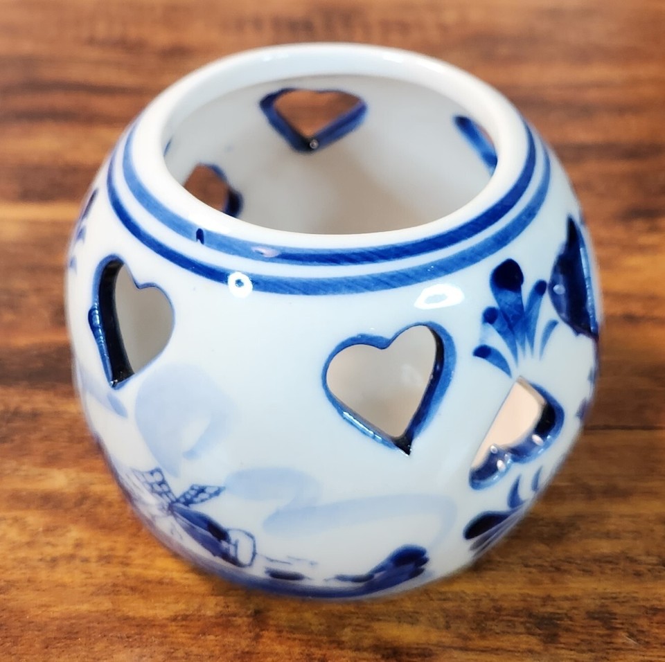 Delft Blue Tea Light - Windmill - Holland - Blue & White - Hand Painted ...