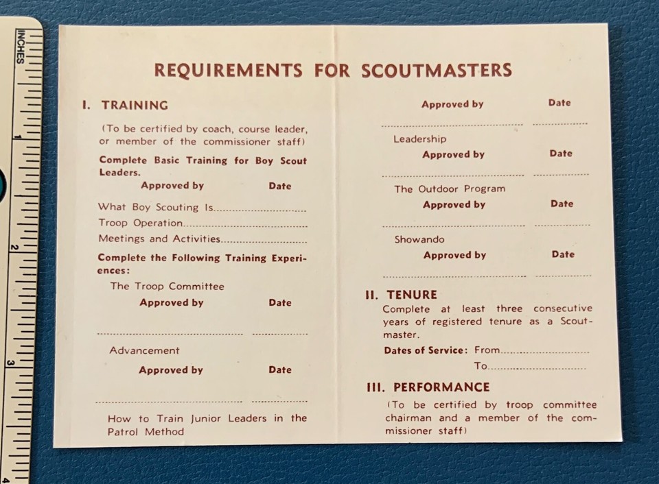 NOS SCOUTER'S KEY Boy Scout Scoutmaster's PROGRESS CARD BSA Award ...