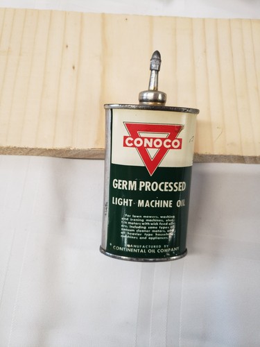 Vintage Conoco Germ Processed Light Machine Oil Can 3 Oz Oiler Lead ...