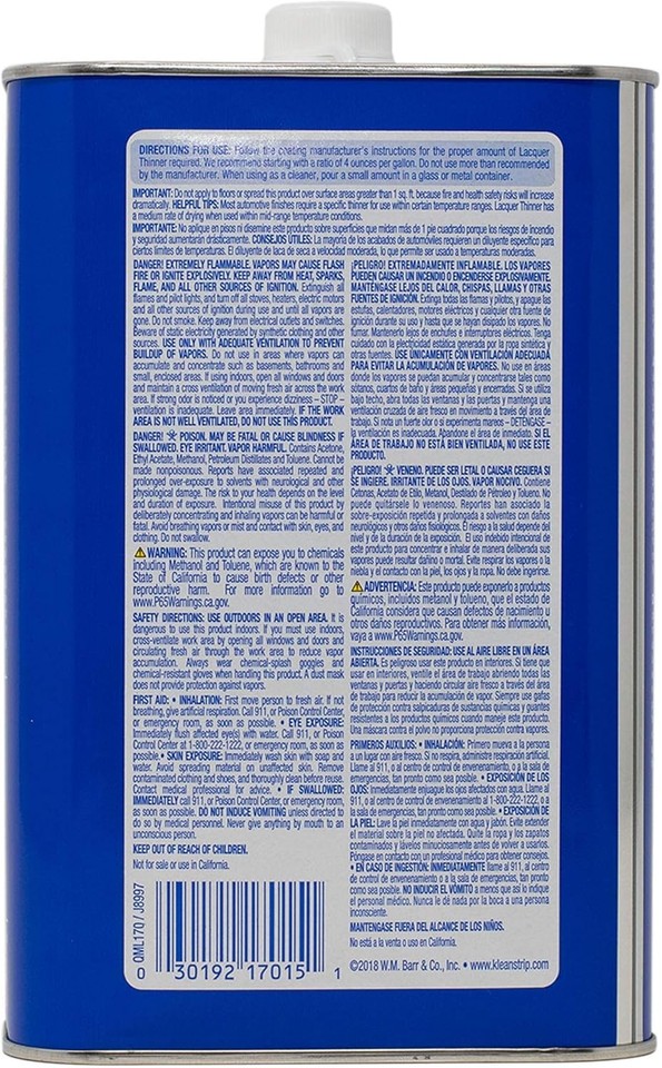 Klean-Strip Lacquer Thinner, Cleans Sprayers and Tools QM170 | eBay