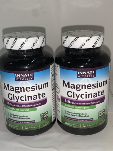 Innate Vitality Magnesium Glycinate 500mg Magnesium 120ct Two Pack Exp ...