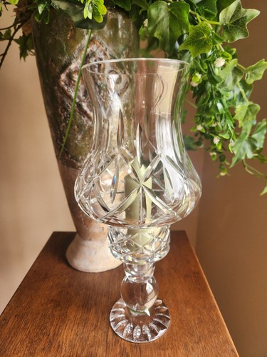 Block Lead Crystal 12" Hurricane Candleholder Cut Crystal 2-Piece | eBay