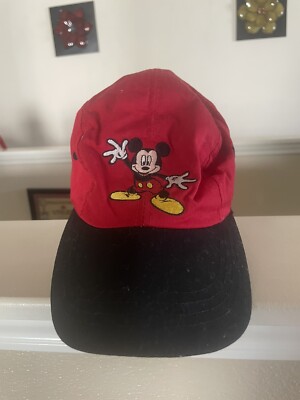 Disney Unlimited Embroidered Mickey Mouse Adjustable Hat Cap Red Black ...