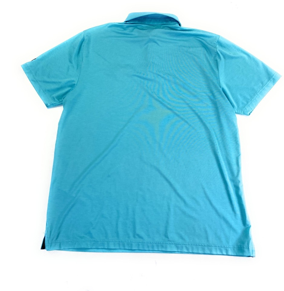 Under Armour Men Loose HeatGear Course Logo Performance Blue Golf Polo ...