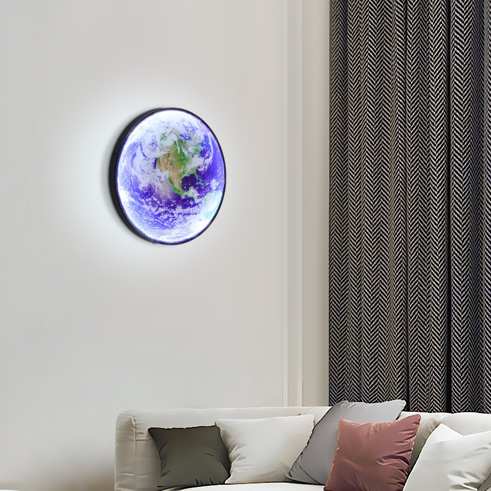 Led Earth Wall Lamp Light Round Fixture Wall Sconce Modern Bedroom Home ...