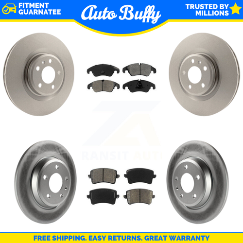 Coated Disc Brake Rotors And Semi-Metallic Pads Front Rear Kit For Audi ...