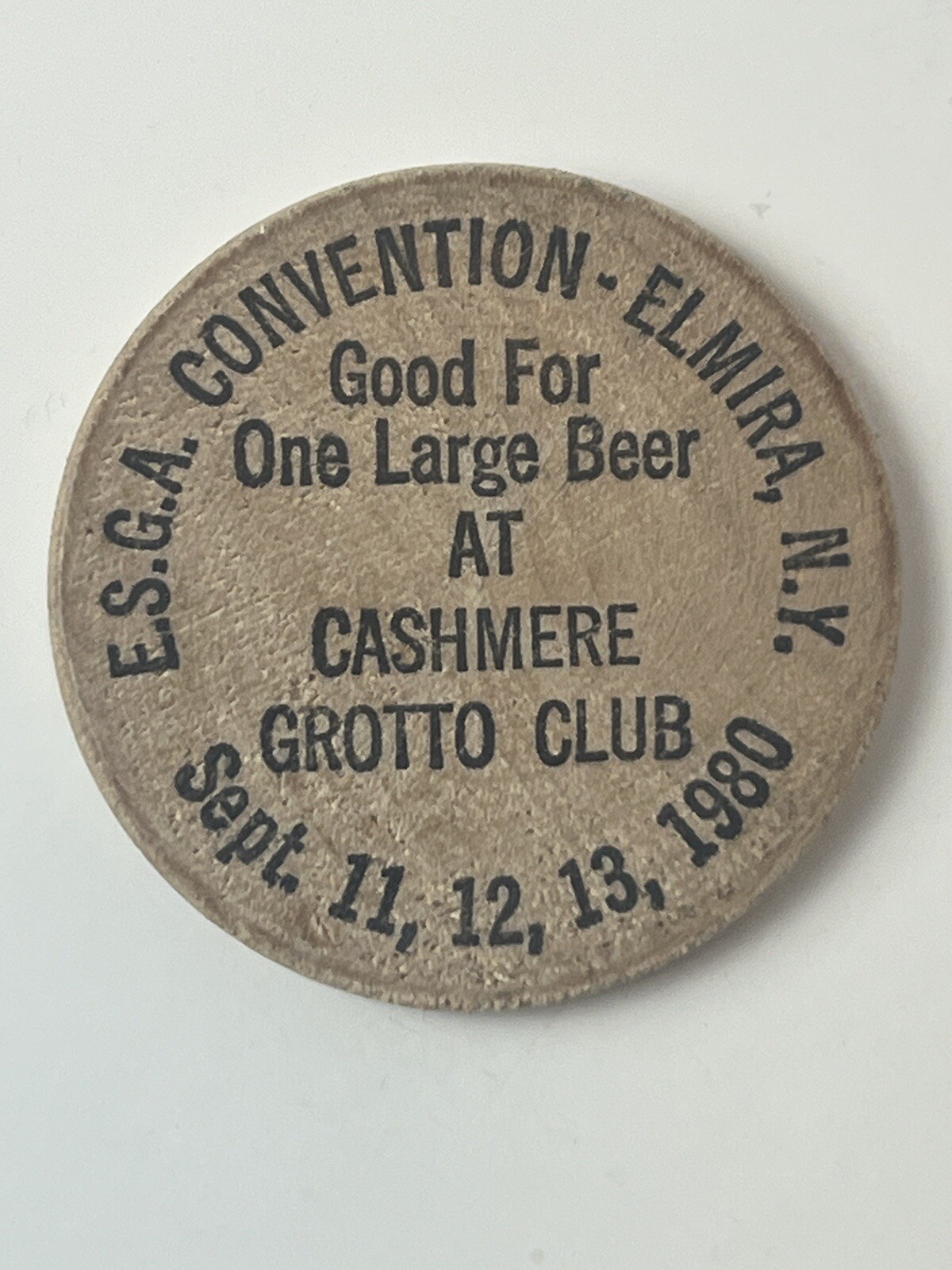 💥Cashmere Grotto Club Wooden Nickel Beer Token Elmira NY Token 1 Day ...