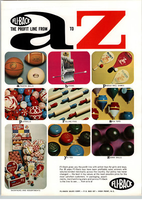 1967 PAPER AD Fli-Back Fli Back Toys Yo Yo Paddle Ball Spin Tops | eBay