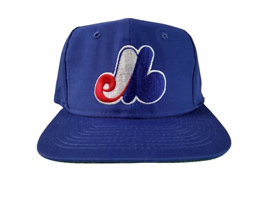 NOS VTG 90s Montreal Expos Plain Logo Blue MLB Baseball Snapback Hat | eBay