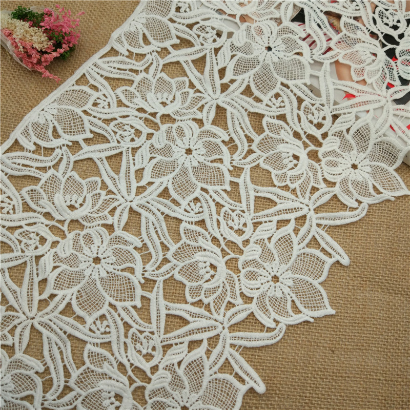 25cm Wide Lace Trim Edging Sewing Craft Embroidered Floral Applique DIY ...
