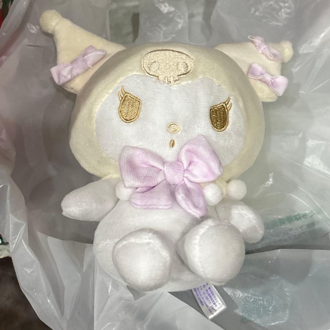 Sanrio Kuromi Plush Pouch White Lavender Ribbon Zip Used | eBay