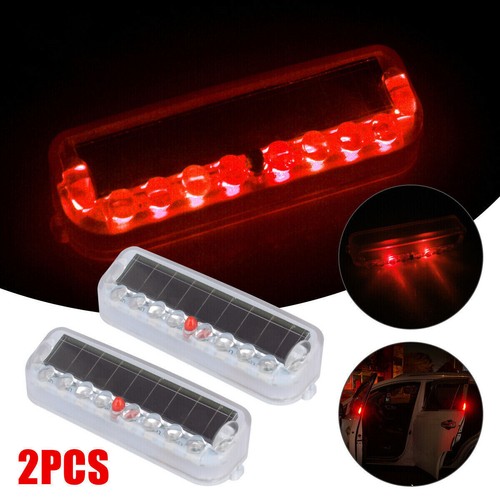 2x Solar Power LED Car Fake Alarm Warning Security Anti-Theft Flashing ...