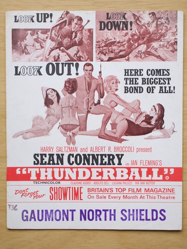 006 1965 Thunderball British Original Cinema Flyer Gaumont James Bond ...
