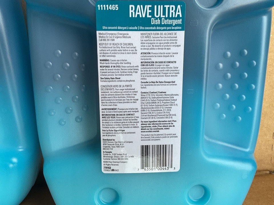 Ecolab Ssdc 1111465 Rave Ultra Dish Detergent 1 Gallon Pack of 2 | eBay