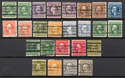 JK-S4166 : 1908-21 precancels; 25 different Elkhart (IN) type L-2 E ...