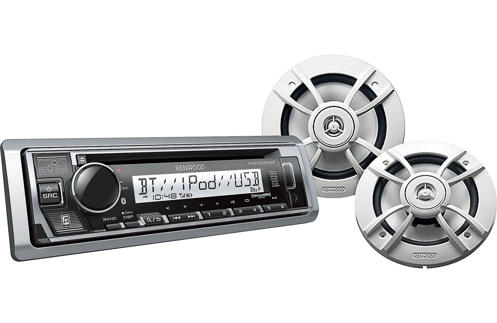 Kenwood PKG-MR382BT KMR-D382BT marine CD receiver and KFC-1633MRW ...