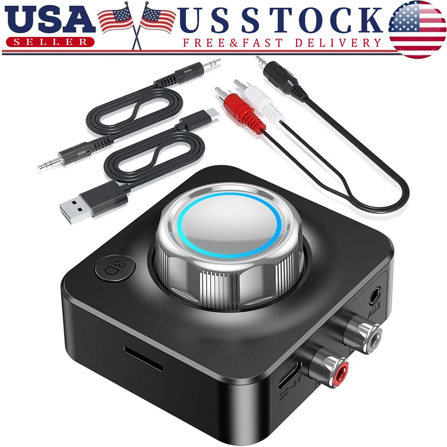Bluetooth 5.0 Receiver Transmitter Wireless 3.5mm AUX NFC to 2 RCA ...