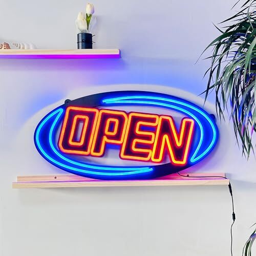 Open Signs for Business, 32x16 inches Large Neon Open Sign with Remote ...