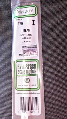 Evergreen Scale Models #275 Styrene I-Beam, 5/32", pkg. 3 - Details ...
