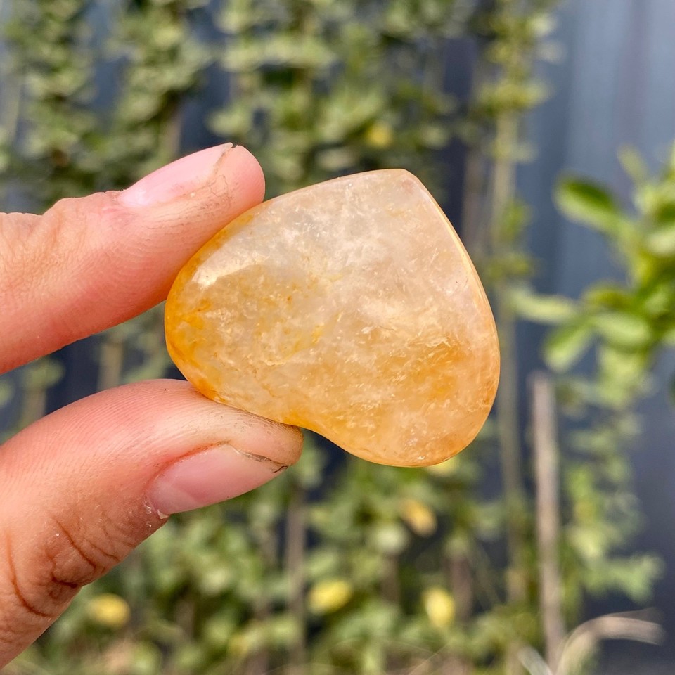 18G yellow gum flower hand polished heart | eBay