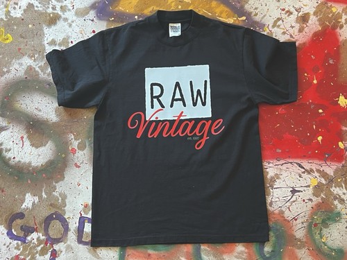 Raw Vintage Mens Heavyweight Black Graphic Crew T Shirt Medium Been ...