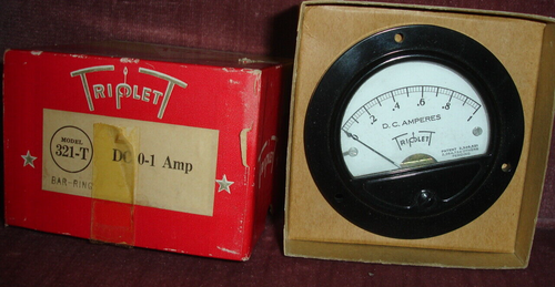 Triplett 0-1 D.C. amp model 321 T black round panel Meter NOS amperes ...