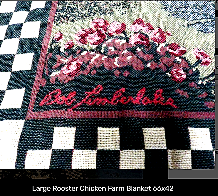 VTG BOB TIMBERLAKE WOVEN BOHO TAPESTRY BLANKET THROW ROOSTER FRINGED 70 ...