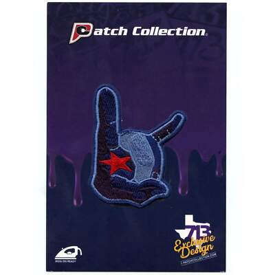 Houston Pride Texans Bull Hand Sign Patch The H Columbia Blue ...